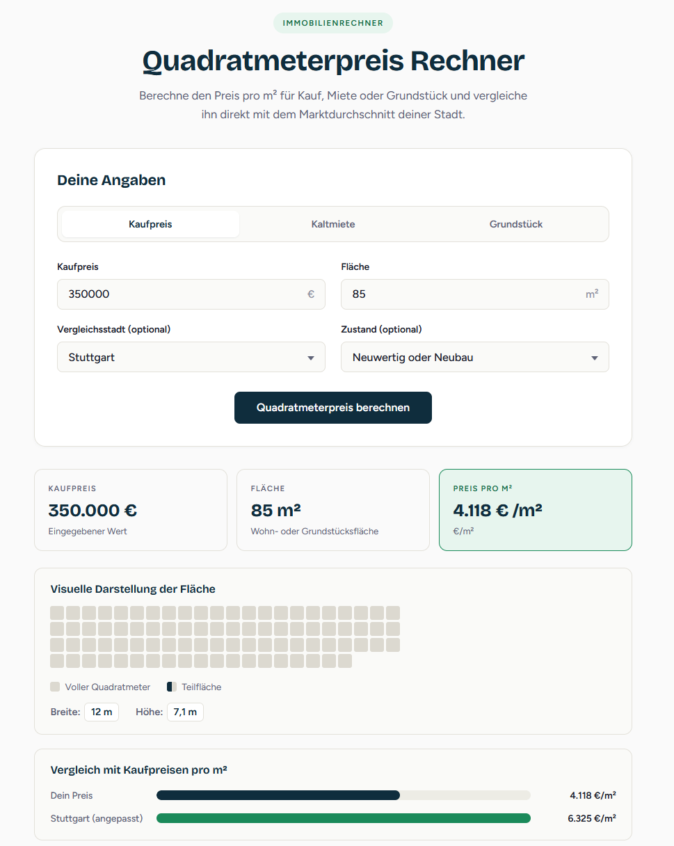 Rechner Fur Quadratmeter